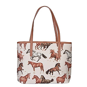 Signare Tapestry Shoulder Bag for Woman Travel or Work Tote Bags for Women In Running Animal Horse Design|COLL-RHOR
