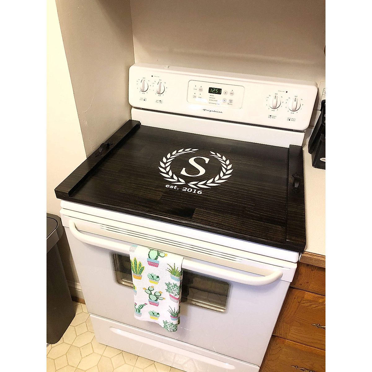 Rustic Stove Top Cover, Wooden Tray For Stove, Monogram Stove Cover, Stove Tray, Decorative Tray