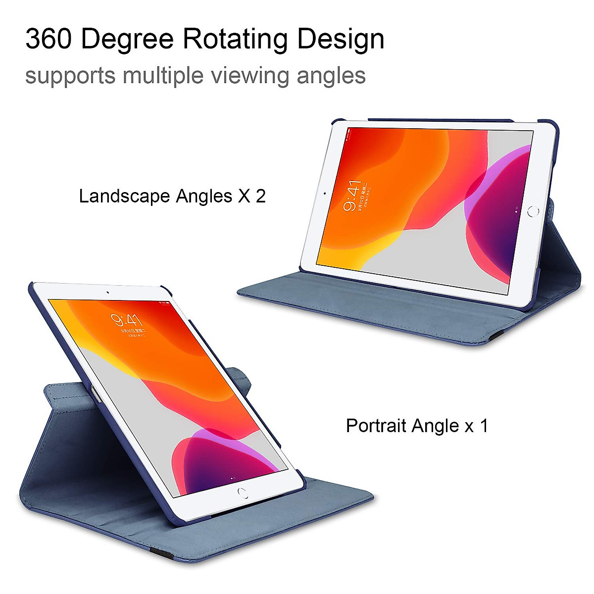 for iPad Air 2 Case Cover - Multi-Angle Viewing 360 Degree Rotating Smart Case Cover, Auto Sleep/Wake, Leather Full Body Protective Cover for iPad Air 2 (Blue)