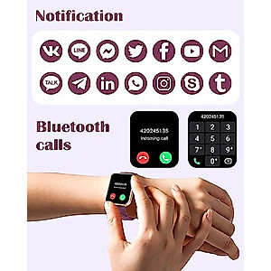 RUIMEN Smart Watches for Women Men (Answer/Make Calls) Compatible with iPhone/Android Phones, 2023 Ver. 1.85" HD Screen Fitness Tracker Heart Rate Monitor 100+ Sports Tracker Watch Waterproof (Purple)