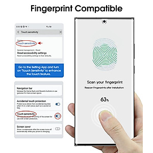 amFilm Glass Screen Protector for Samsung Galaxy S22 Ultra, 3D Curved with Liquid Dispersion Tech, Designed for Fingerprint Reader, Upgraded Easier Application Tray, Tempered Glass, 3 Pack