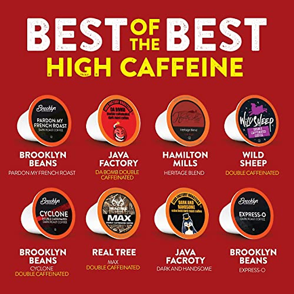 Best of the Best Pods, Variety Pack for Keurig K Cup Brewers, Strong and Regular Coffee Lovers, Great Gift - 5 Cups of Each, High Caffeine Coffee, 40 Count