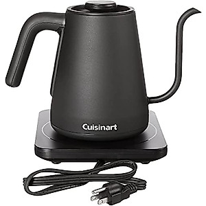 Cuisinart GK-1 Digital Goose Neck Kettle, Precision Gooseneck Spout Designed for Precise Pour Control that Holds 1-Liter, 1200-Watt Allows for Quick Heat Up, Stainless Steel,Black