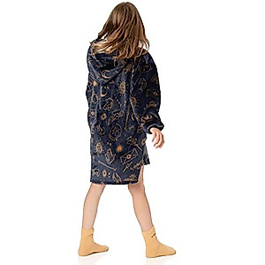 Harry Potter Girls Wearable Blanket Hoodie | Childrens Hooded Sherpa Fleece Pullover HP Hogwarts | Kids Sherpa Lined