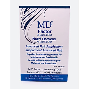 MD Nutri Hair Growth Supplement con biotina (30 cápsulas) | Previene la caída del cabello, minimiza la caída del cabello, el adelgazamiento, la rotura y promueve el cabello más largo y grueso | Formul