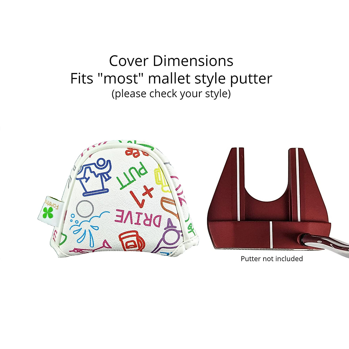 Foretra - Limited Edition Golf Icons Pattern Putter Headcover Quality PU Leather Magnetic Closure for Mallet Style Putters