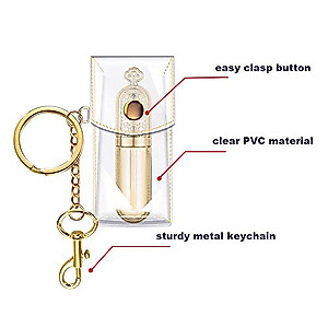 DGQ Clip-on Sleeve Chapstick Pouch Keychain Lipstick Holder 1 PC Clear Lipstick Case Holder Plastic Cosmetic Storage Kit Makeup Travel Cases Organizer Bag