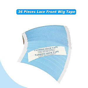 36pcs Wig Tape for Lace Wigs Double Sided Waterproof Lace Wigs Adhesive, Tape Strips for Lace Front Wig Toupee, Hairpiece Wig Tape Hair Wig Tape for Hair Extension with Hair Wax Stick Edge Control Wax