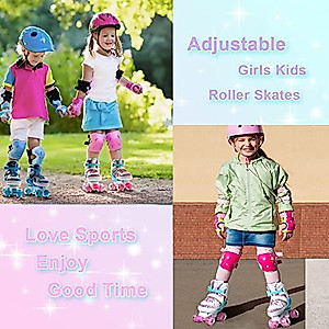 Roller Skates for Girls Kids 4 Size Adjustable Roller Skates with 8 Light Up Wheels,Illuminating Kids Roller Skates Toddlers Boys Beginner Best Birthday Gift for Outdoor Indoor(Pink, Medium(1Y-3Y))