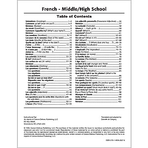 The 100+ Series: French Workbook, Grades 6-12 French Book Covering Alphabet Letters, Numbers, and Vocabulary, French Language Learning Reproducible Activities, Classroom or Homeschool Curriculum