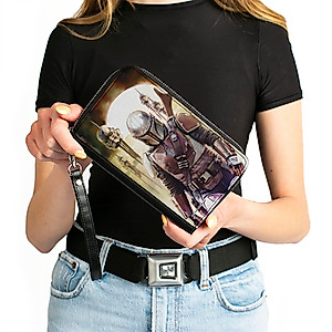 Buckle-Down Women's PU Zip Around Wallet Rectangle-Star Wars The Mandalorian, 7.5"x4.5"