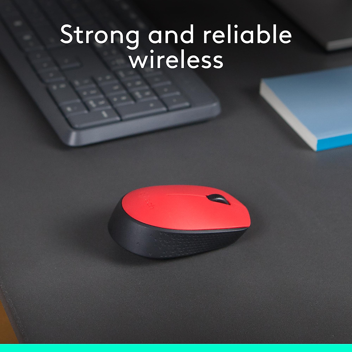 Logitech M170 Wireless Mouse for PC, Mac, Laptop, 2.4 GHz with USB Mini Receiver, Optical Tracking, 12-Months Battery Life, Ambidextrous - Red