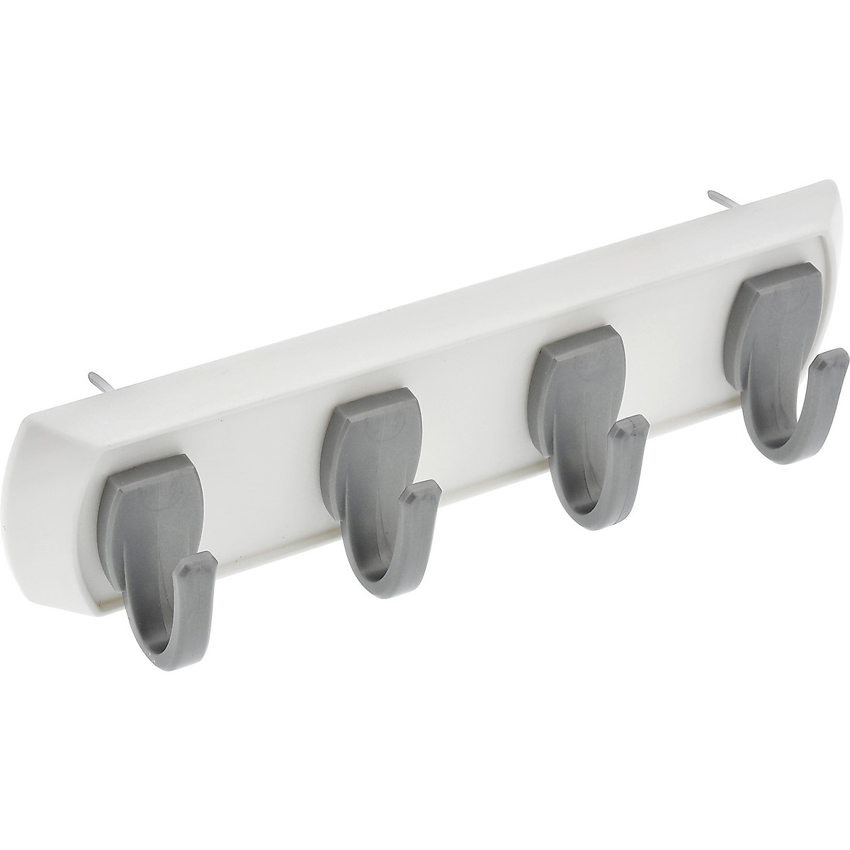 HIGH & MIGHTY 515305 Key Rail Organizer Hook Rail, Easy Tool-Free Dry Wall Installation, Holds up to 5lbs, Small, White & Silver