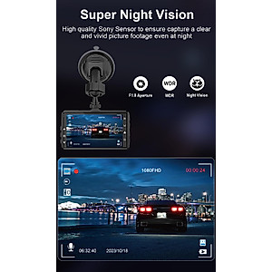 Penemay Dual Dash Cam Front and Rear Camera 1080p Front Camera, Dash Camera for Cars Waterproof Rear Camera, Car Camera Included 32GB Card, Dashboard Camera with Super Night Vision, Parking Monitor