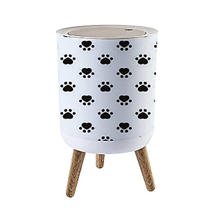 LGCZNWDFHTZ Small Trash Can with Lid for Bathroom Kitchen Office Diaper Animal Footprint Seamless Bedroom Garbage Trash Bin Dog Proof Waste Basket Cute Decorative