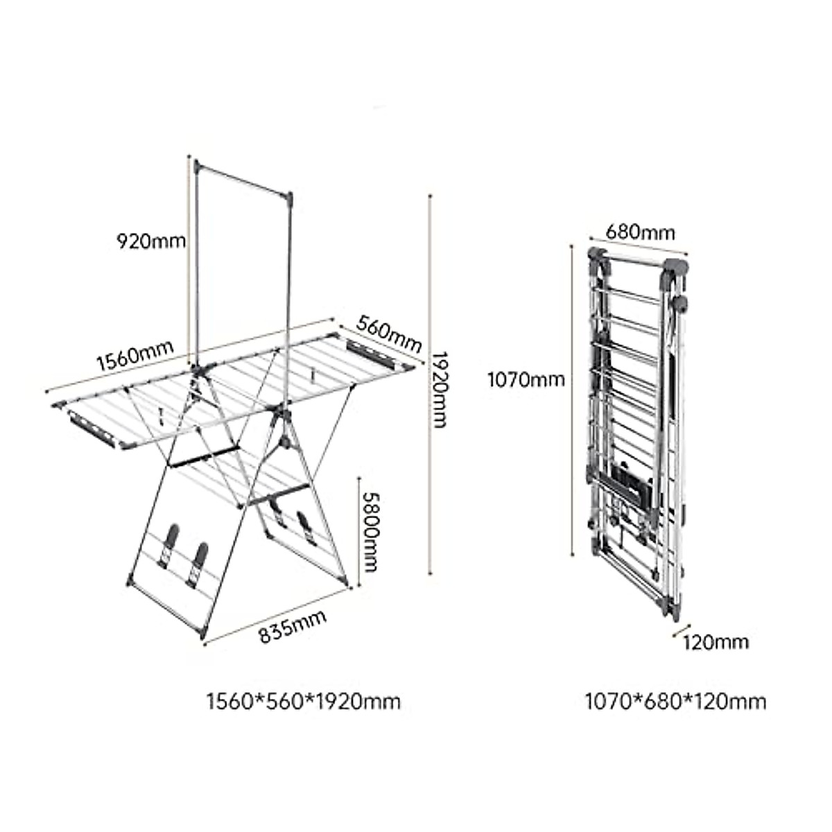 YIFEI2013-SHOP Folding Drying Rack Floor Drying Rack Folding Stainless Steel Indoor Home Balcony Outdoor Drying Quilt Lift Telescopic Rod Can Dry Shoes Design Collapsible Drying Rack
