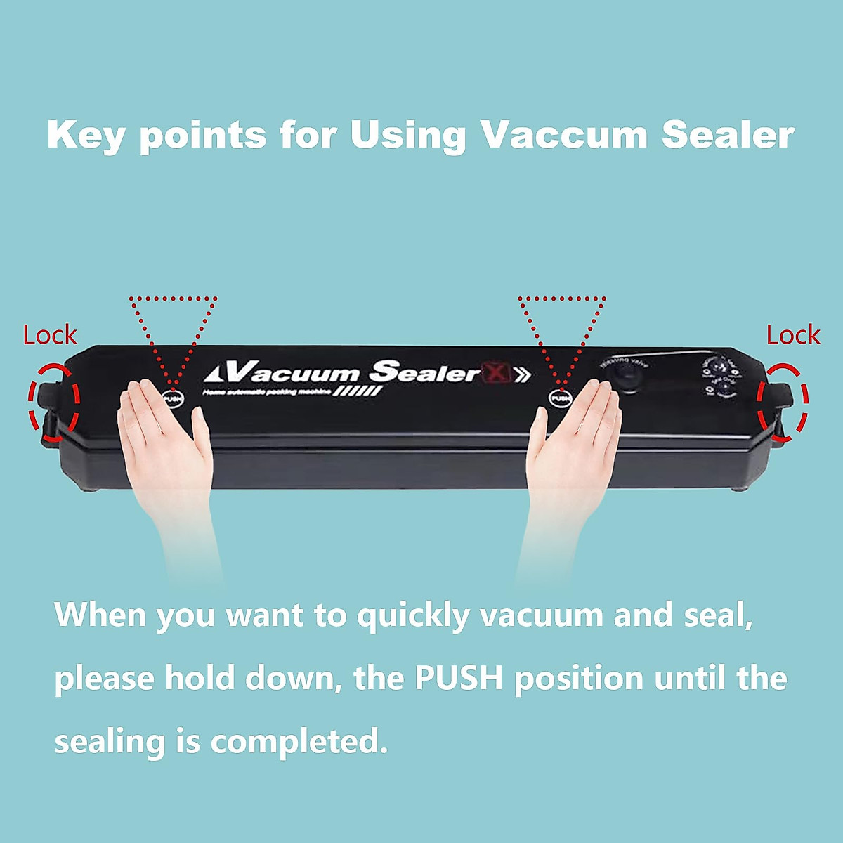 Vacuum Sealer machine - Vacuum Sealers Machine - vacuum sealers Food Saver - Bag sealer & Food sealer - One-Key Automatic Air Sealing System for Dry & Moist Fresh Modes - sealer bags 10pcs (Black)