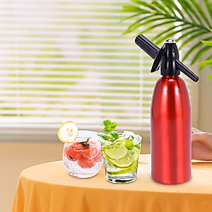 Kawlity Soda Siphon Sparkling Water Homemade DIY Drink Maker Innovative Aluminum Durable Red with Capacity of 1 Liter Seltzer for Home Kitchen Bar Club