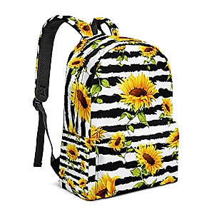Stripes Sunflower Backpack Fashion Bookbag,Sunflower Laptop Bag with Multiple Pockets,Durable Shoulders Backpack (Stripes Sunflower)
