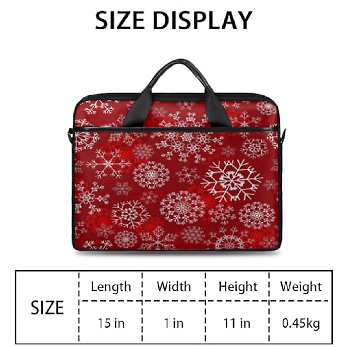 Christmas Snowflake Laptop Computer Bag Waterproof Shoulder Messenger Bag 13-15 inch Durable Laptop Tote Bag with Shoulder Strap Handle Lightweight Crossbody Briefcase