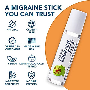 Migrastil Migraine Stick® Rollon - Fast Cooling Comfort for Your Head. Aromatherapy with Peppermint & Other Essential Oils. Metal Roller. Made in USA by Basic Vigor
