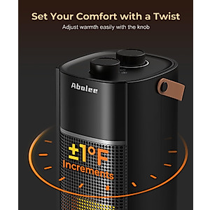 Space Heater, 12ft/s Electric Heater with Thermostat, 18 Inch Portable Heater with 70°Oscillation, Overheating & Tip-Over Protection, Fast Safety Heat for Home, Bedroom