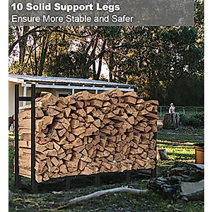 Khordin 8ft Firewood Rack Outdoor Adjustable Heavy Duty Wood Rack Fire Wood Holder for Indoor Storage Fireplace Metal Lumber Organizer Wood Stand Stacker, Black