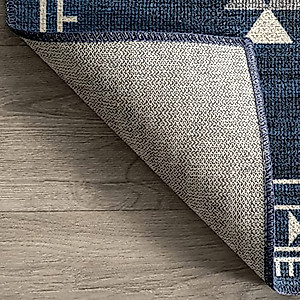 nuLOOM Evalyn Machine Washable Southwestern Motif Area Rug, 5' x 8', Navy