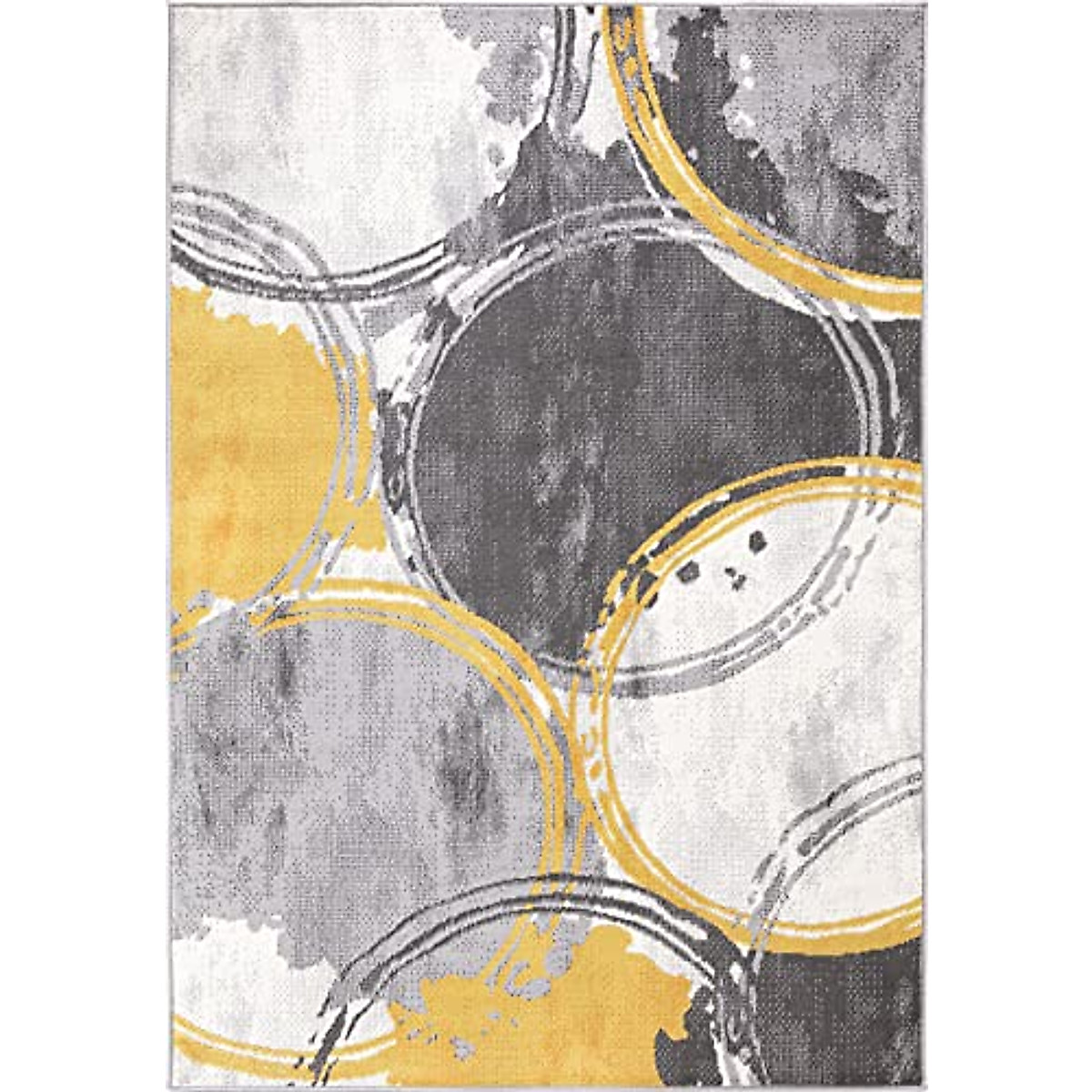 Rugshop Evora Contemporary Modern Circles Area Rug 7'10" x 10' Yellow
