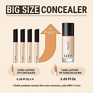 AEKYUNG LUNA Long Lasting BIG Concealer, Korean Makeup, Full Coverage High Adherence For Under Eye Dark Circles, 02 Beige (1.05 fl. oz)