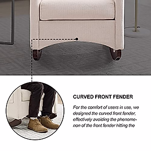 Deolme Modern Accent Rocking Chair, Button Tufted Upholstered Glider Rocker for Nursery, Comfy Armchair with Side Pocket, Lounge Chair with High Backrest for Living Room, Bedroom (Fabric Light Beige)