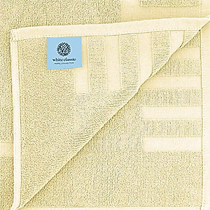 White Classic Luxury Hand Towels | 6 Pack Luxury Bath Mat | 2 Pack Bundle (Beige)