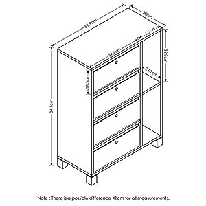 FURINNO Andrey Multipurpose Storage Cabinet, French Oak Grey/Black
