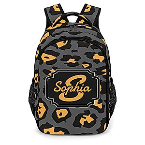 Anneunique Leopard Print Yellow Gray Backpack Custom Multifunctional Waterproof Laptop Bag for Travel Gift