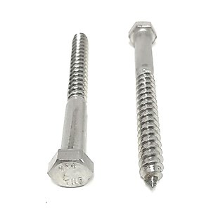 3/8 x 4 316 Stainless Steel Hex Head Lag Bolts Lag Screws Marine Grade (5 Pieces)