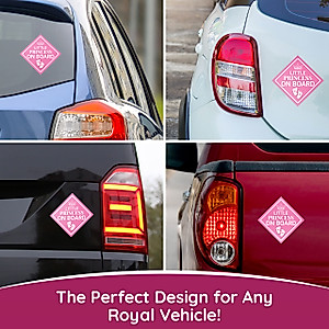 Super Cute, Elegant 4.5in Princess on Board Sticker 1pk. Bright Pink Diamond Newborn Caution Car Bumper Decals. Premium Vinyl Baby Safety Warning Label for Vehicles, Trucks, Automobiles, Cars, Vans