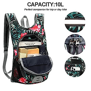 WEREWOLVES 10L Small Hiking Backpack, Lightweight Foldable Packable Casual Outdoor Travel Daypack (A5-flower, 10L)