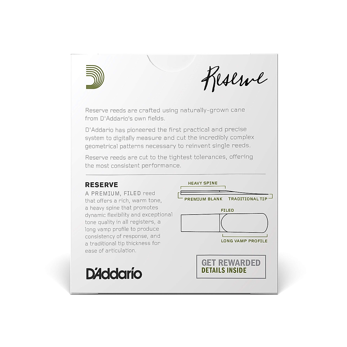 D'Addario Woodwinds Reserve Alto Saxophone Reeds - Sax Reeds - Thick Blank Reed for Rich, Warm Tone - 3.0 Strength, 10 Pack