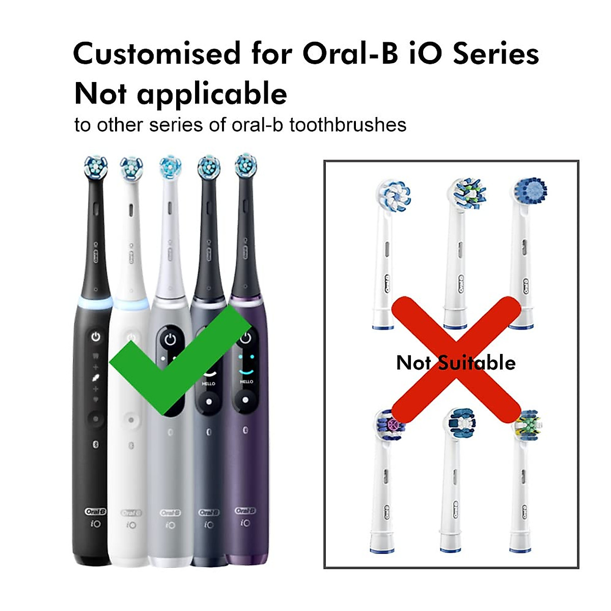 Nincha Powered Toothbrush Head Cover for Oral-B iO Series Toothbrush Head - Multiple Colors -Pack of 6