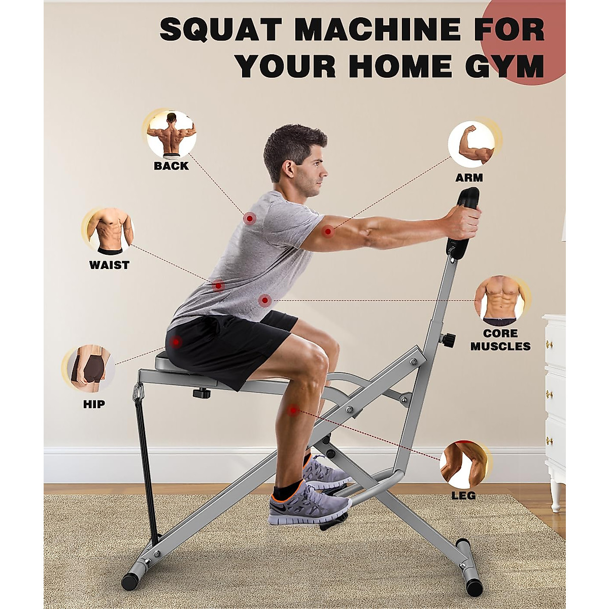 DONOW Squat Machine Trainer Row Rider Squat Assist Trainer Full Body Workout Easy Setup & Foldable