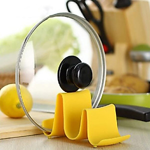 FRCOLOR 4pcs Pot Lid Rest, Pot Lid Stand Holder Pot Lid Storage Organizer Wavy Holder for Home Kitchen