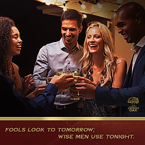 Aberdeen Oak Crystal Whiskey Glasses Set - Timeless Old Fashioned Liquor Glass with Coasters - Perfect for Bourbon & Cocktails, Ideal Gift for Men & Whisky Enthusiasts - 2 Piece Set