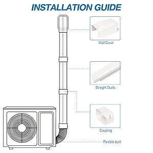 4" W 9Ft L Line Set Cover Kit for Mini Split Air Conditioners Decorative PVC Slim Line Cover for Central AC & Heat Pumps Systems Tubing Cover