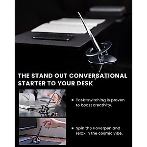 novium Hoverpen 2.0 - Futuristic Luxury Pen Made With Aerospace Alloys, Unique Aesthetic, Free Spinning Executive Pen, Cool Gadgets, Valentines Day Gifts for Men & Women (Space Black, Basic)