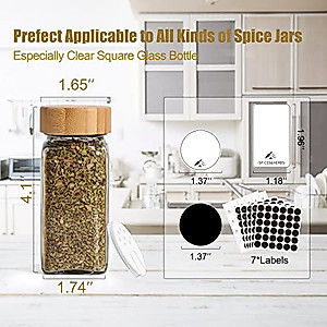 CycleMore 24 Pcs Spice Jars with Bamboo Lids 4 oz Glass Spice Jars with Labels - Minimalist Blank Spice Labels Stickers, Black Labels Stickers, Collapsible Funnel