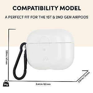 Case-Mate Protective AirPod Pro Case Cover, Soft Silicone Cover with Keychain Ring for Men and Women, Compatible with Apple AirPods Pro, Front LED Visible - Clear