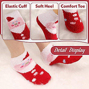 October Elf Christmas Fuzzy Socks for Kids Plush Cartoon Non Slip Fluffy Cozy Slipper Winter Warm Fleece Socks Pack of 6 (Mix 1, US Footwear Size System, Big Kid, Age Range, Medium, 2 Years, 5 Years)