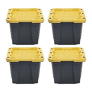 CX Original BLACK & YELLOW 12-Gallon Storage Containers with Lids, Stackable (4 Pack)