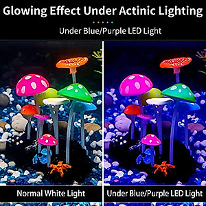 Uniclife Glowing Effect Artificial Mushroom Aquarium Plant Decor Ornament Decoration for Fish Tank Landscape