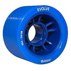 Bont Skates - Evolve Roller Derby Skate Wheel - Indoor Roller Skate Wheels - Rollerskate Wheels - 88A 92A 95A 98A - Red Black Blue Purple (Blue 88A - Set of 4)